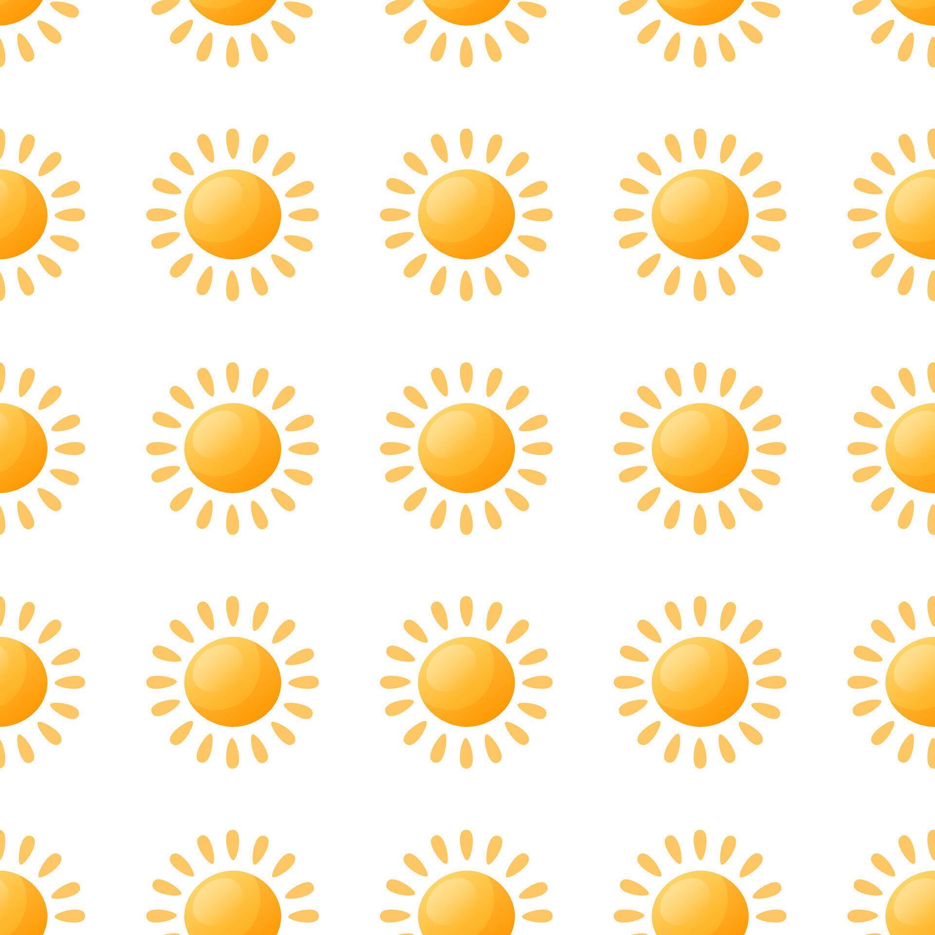 Seamless pattern yellow sun. Round yellow sun. Vector illustration of ...