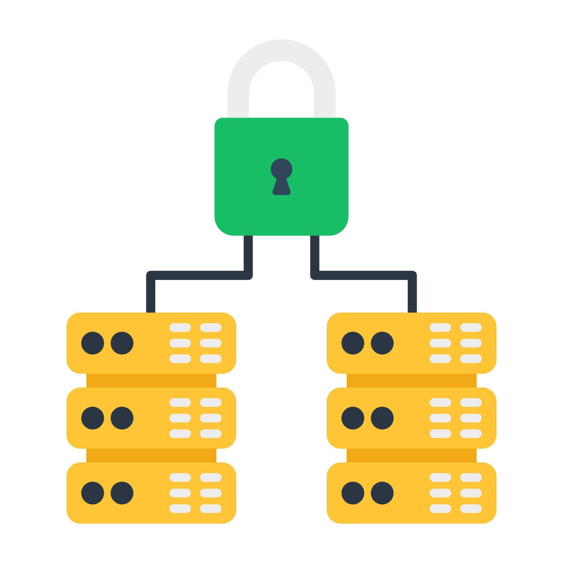 Padlock with server, flat design of locked server 41013712 Vector Art ...