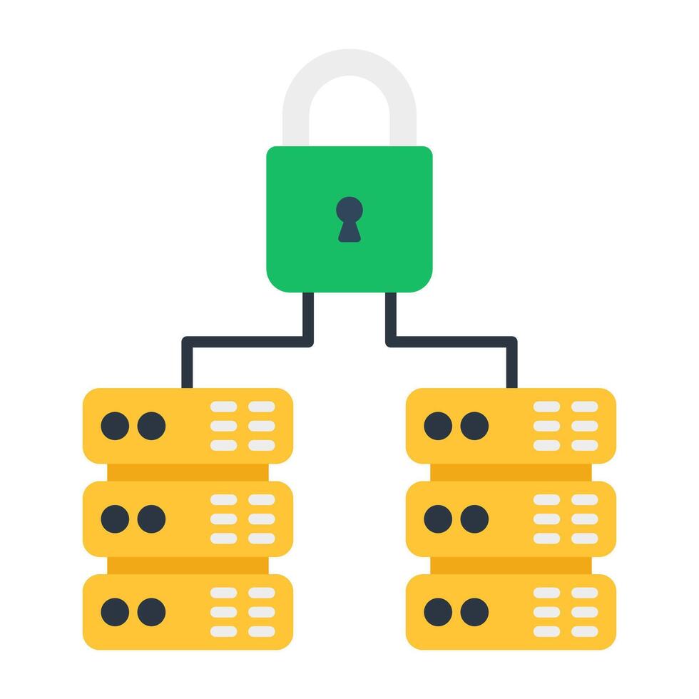 Padlock with server, flat design of locked server 41013712 Vector Art ...