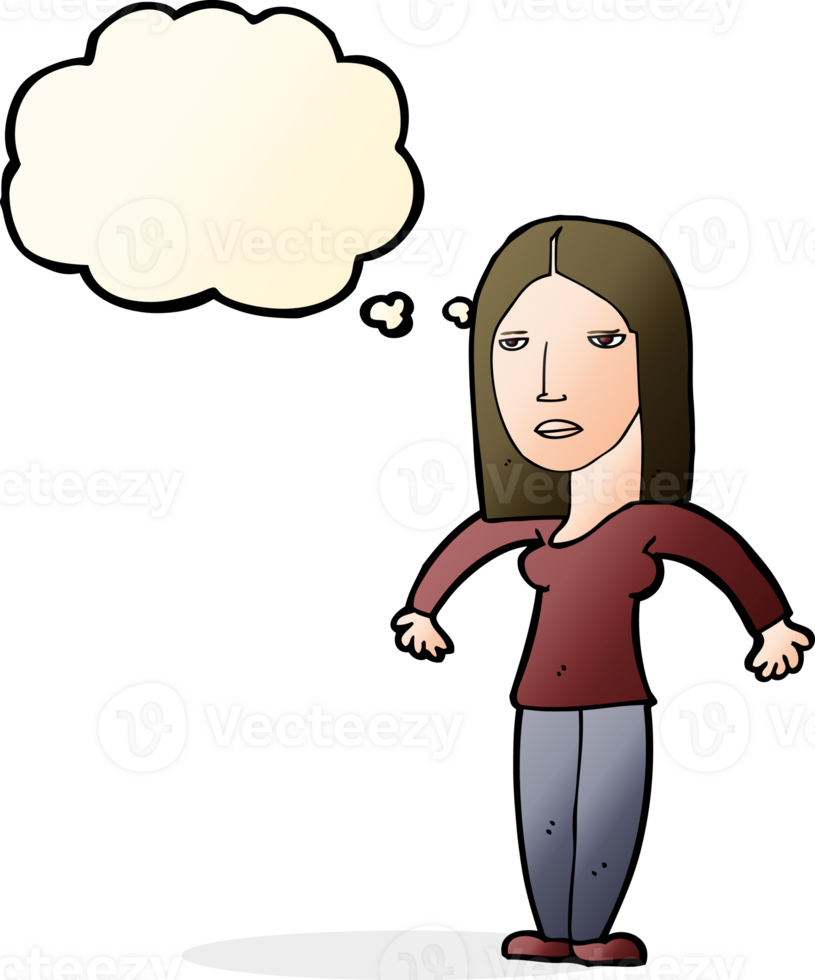 Cartoon Annoyed Woman With Thought Bubble 41018598 Png