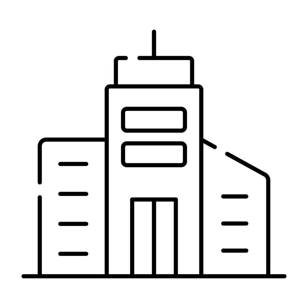 A linear design icon of commercial building, architecture vector ...