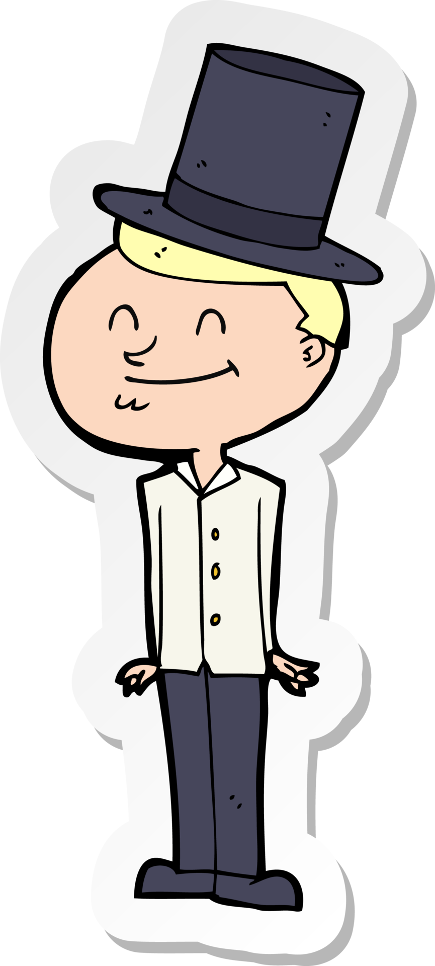 Sticker Of A Cartoon Man Wearing Top Hat 41024433 Png