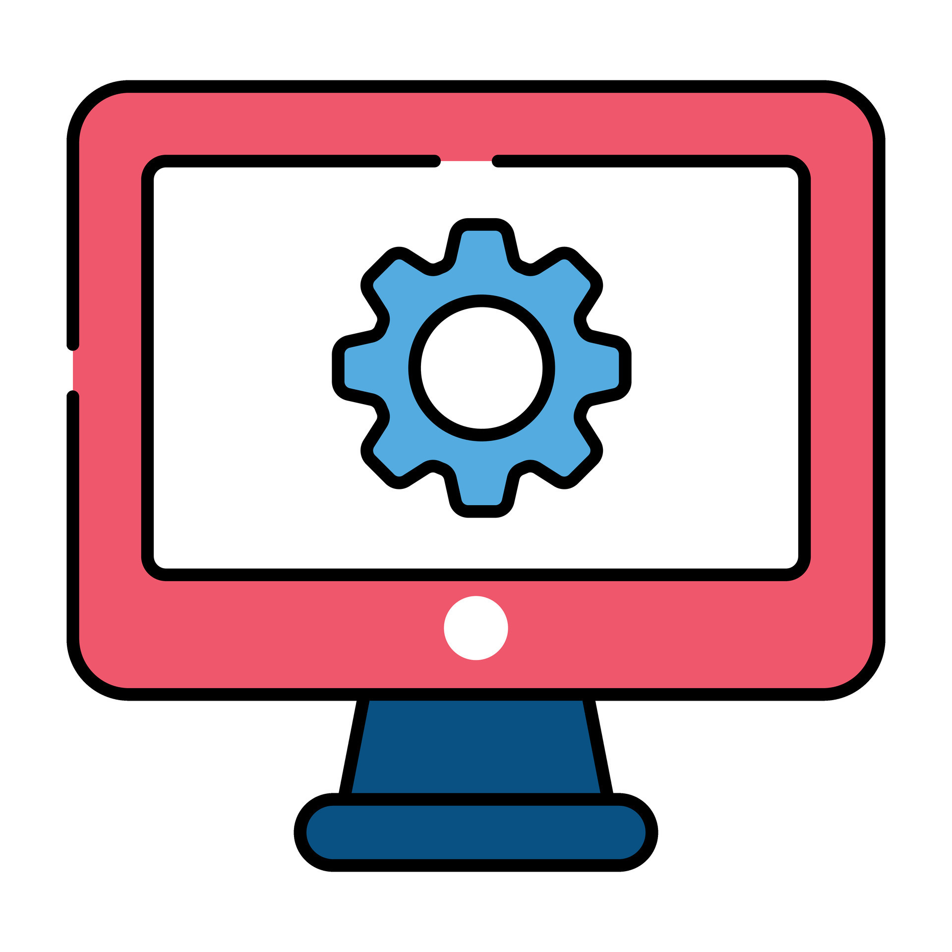 Gear inside monitor, flat design of computer setting 41024993 Vector ...
