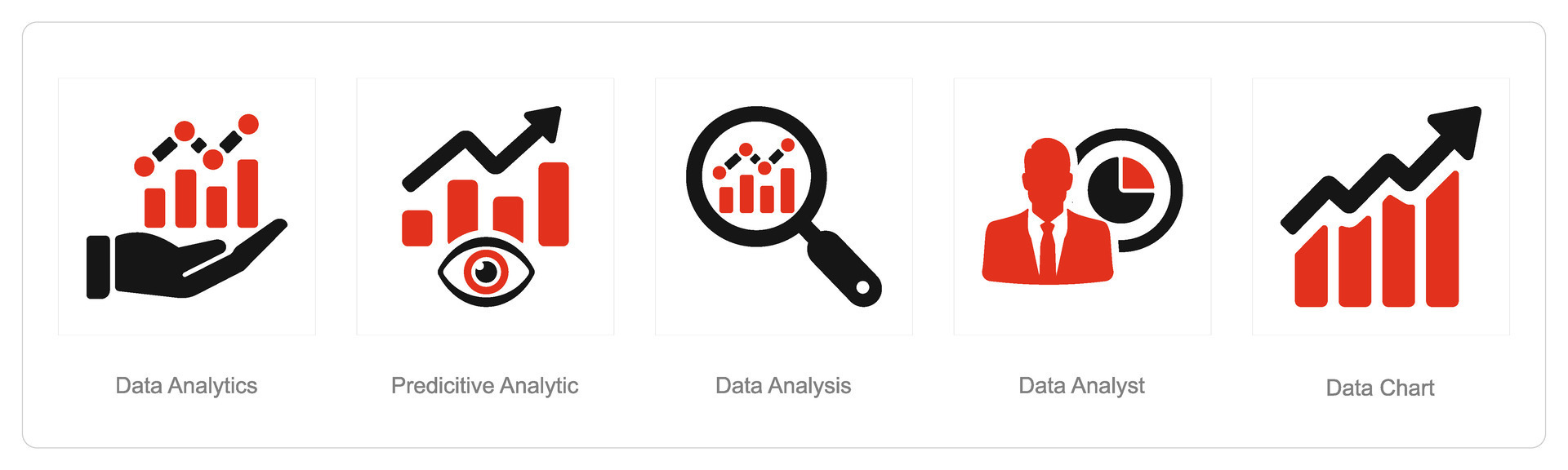 A set of 5 Data analysis icons as data analytics, predictive analytics, data analysis 41026658 ...