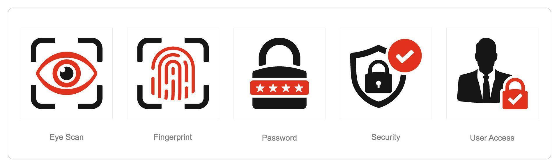 A Set Of 5 Cyber Security Icons As Eye Scan Fingerprint Password 41026790 Vector Art At Vecteezy