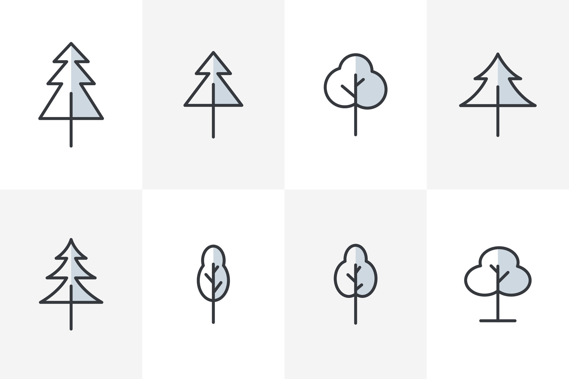 Tree Icon Set. Tree outline vector art bundle isolated on white background 41032765 Vector Art ...