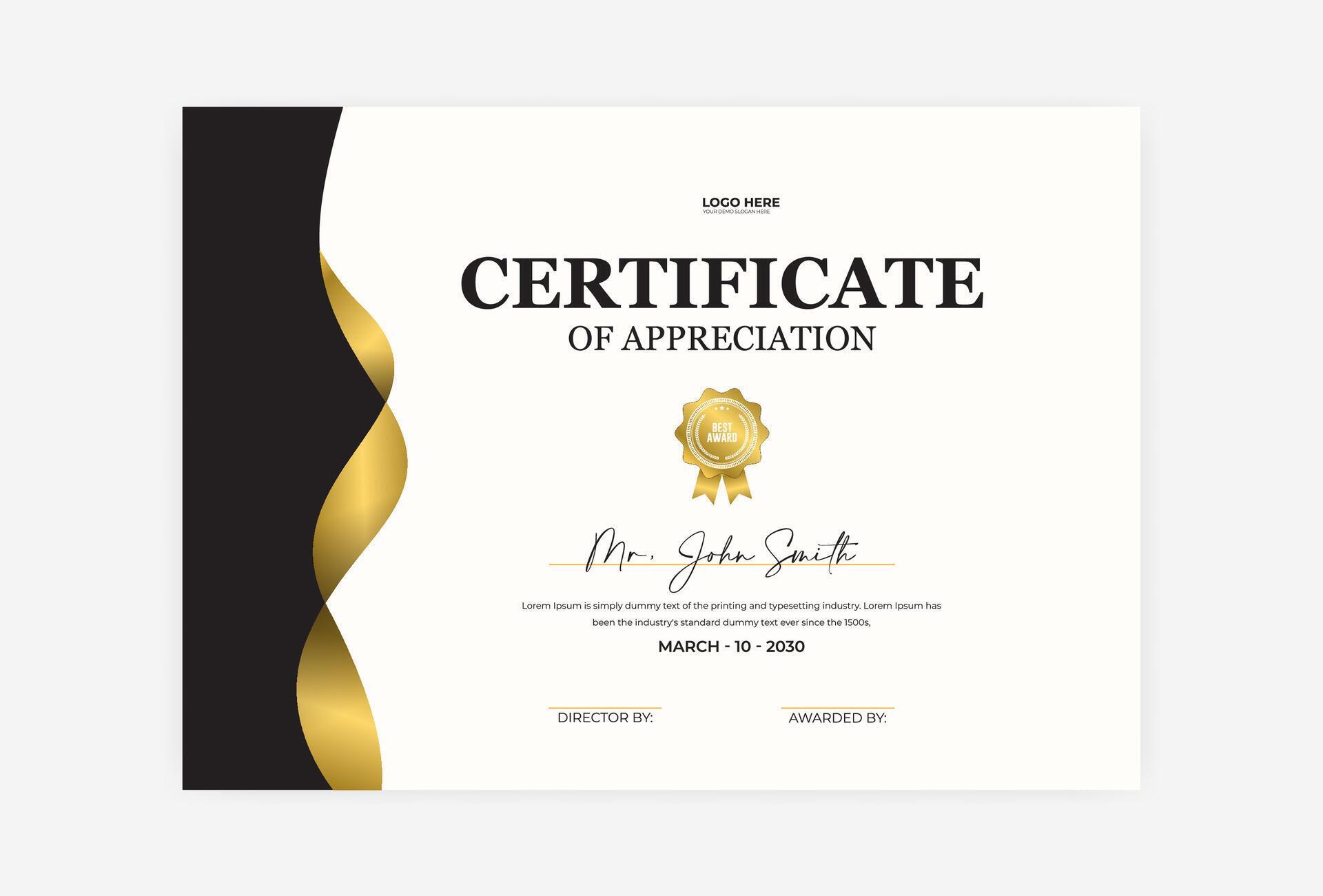 Modern Abstract Certificate Template Design 41035404 Vector Art At Vecteezy