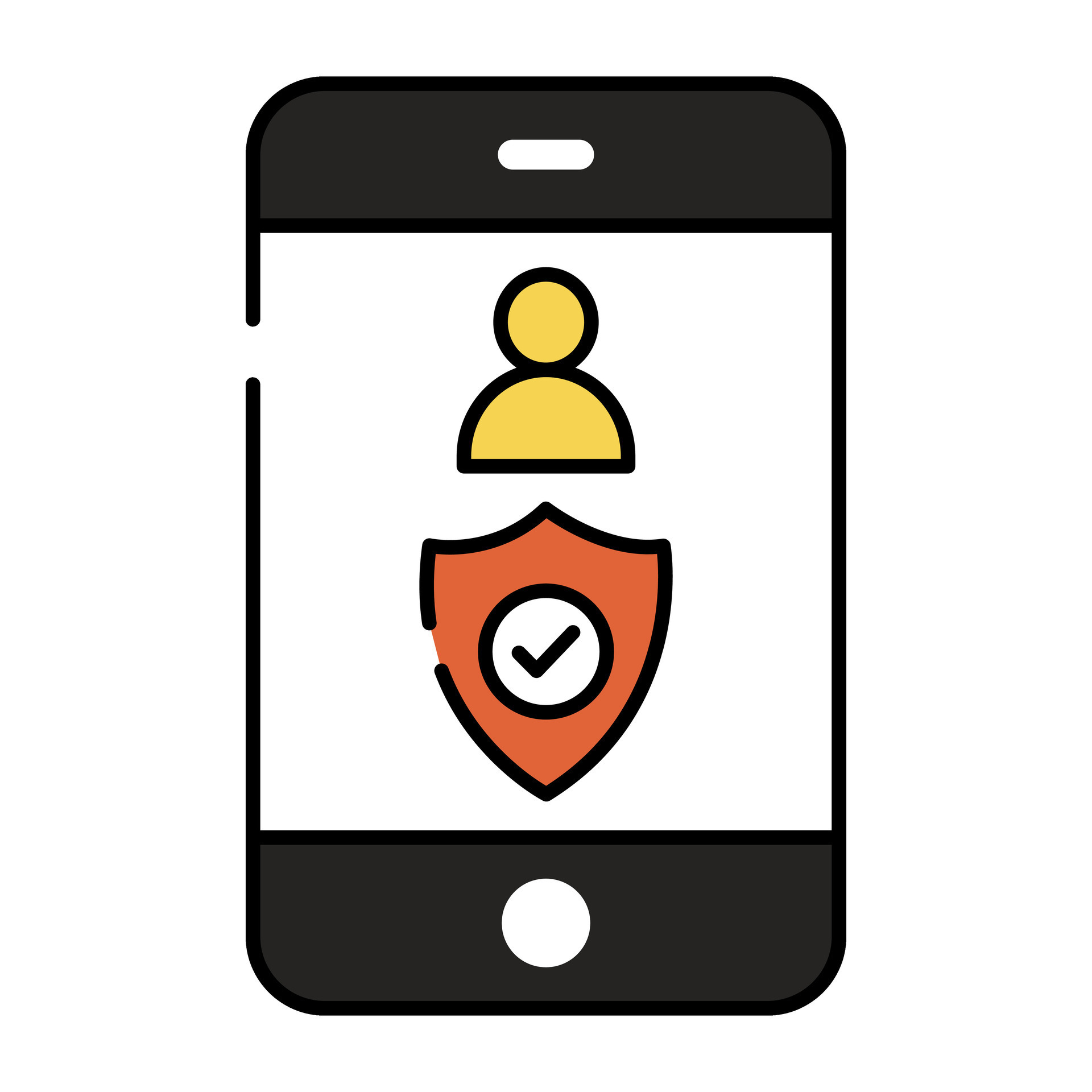 Avatar with shield inside smartband denoting concept of mobile profile ...