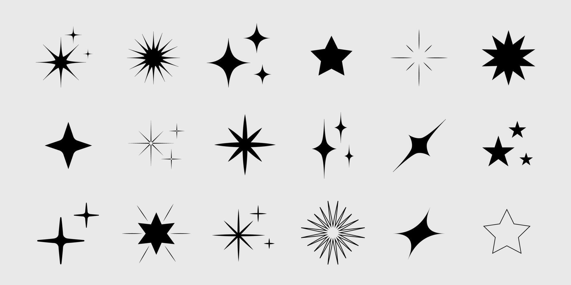 Set of star shapes. Retro futuristic sparkle icons collection. Vector set of Y2K style. 41041256 ...