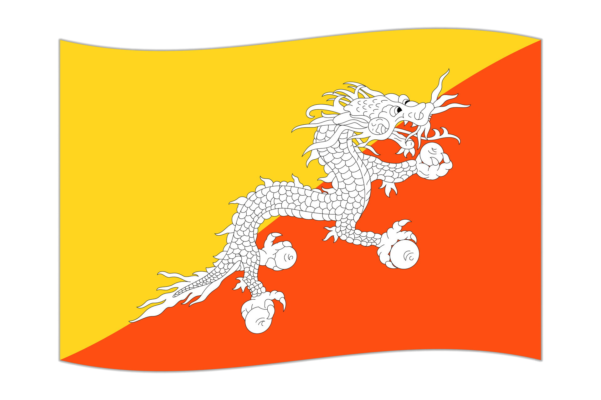 Waving flag of the country Bhutan. Vector illustration. 41041770 Vector ...