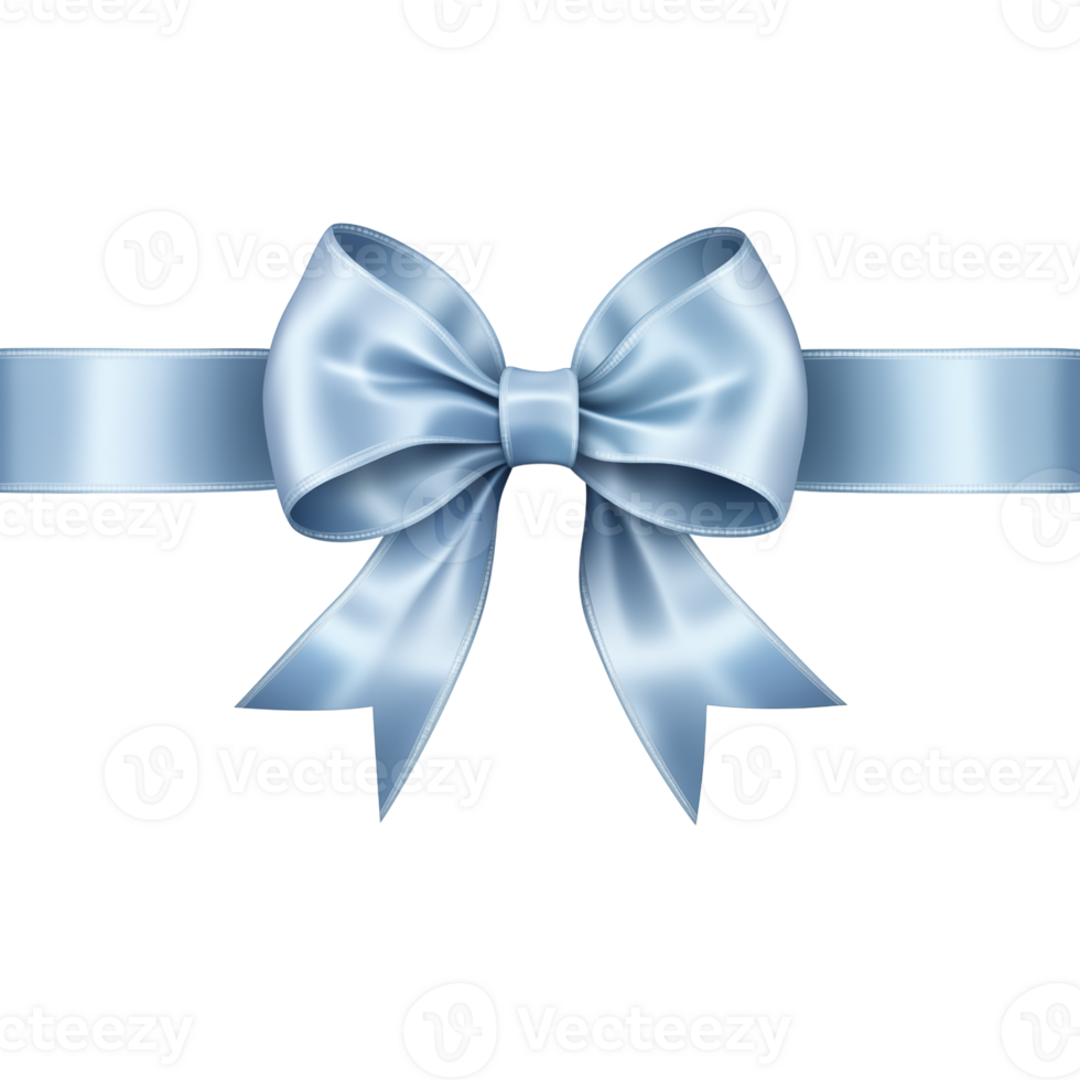Ai Generated Blue Ribbon Bow On Isolated Backgroundshiny Elegance For Celebrations And