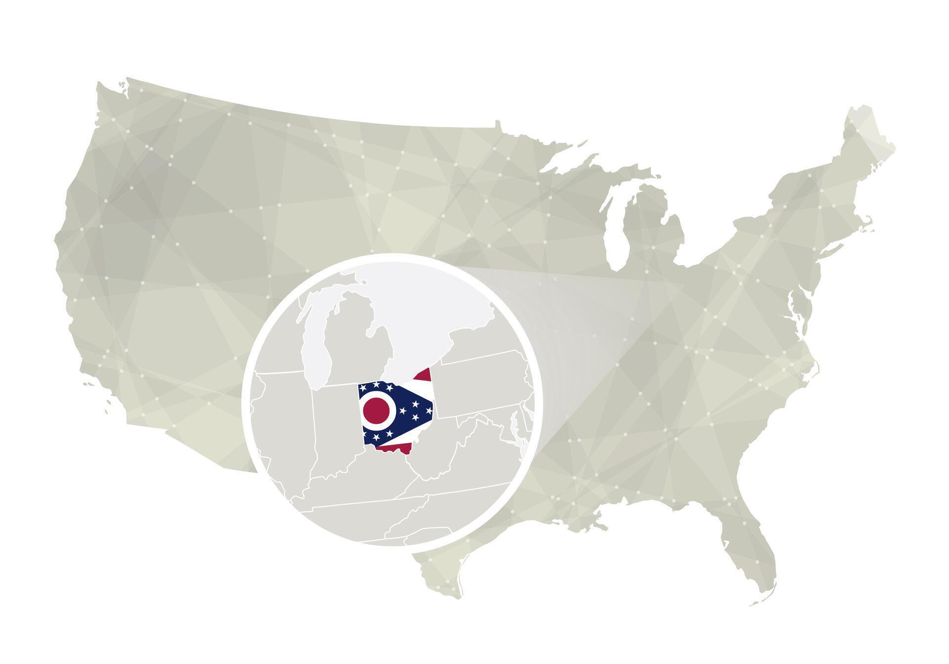 Polygonal abstract USA map with magnified Ohio state. 41060745 Vector ... Polygonal abstract USA map with magnified Ohio state. 41060745 Vector ...