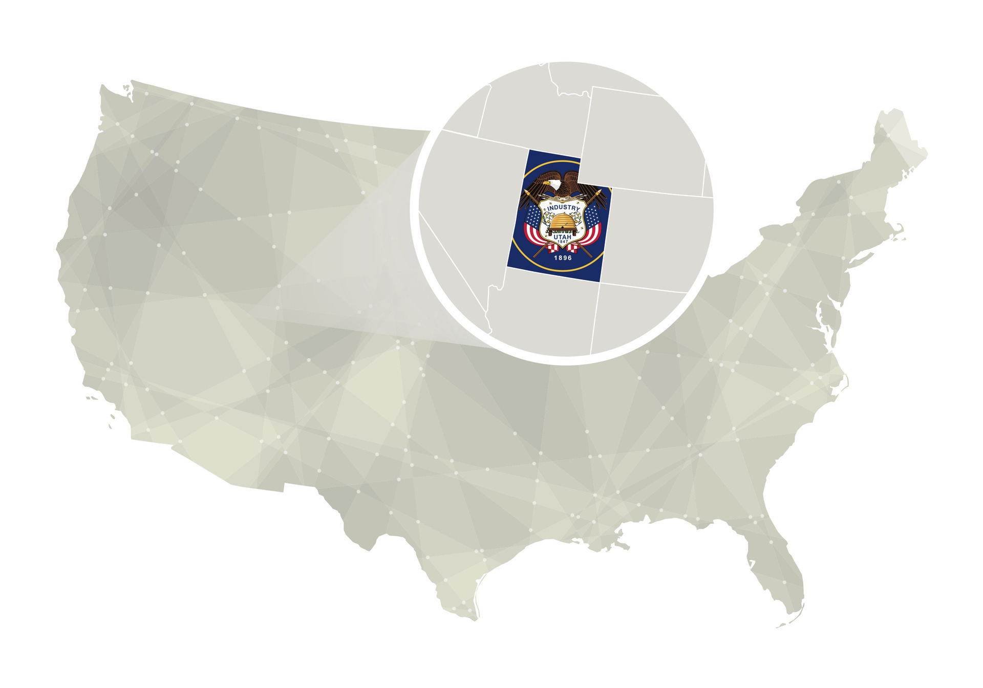 Polygonal abstract USA map with magnified Utah state. 41060903 Vector ... Polygonal abstract USA map with magnified Utah state. 41060903 Vector ...