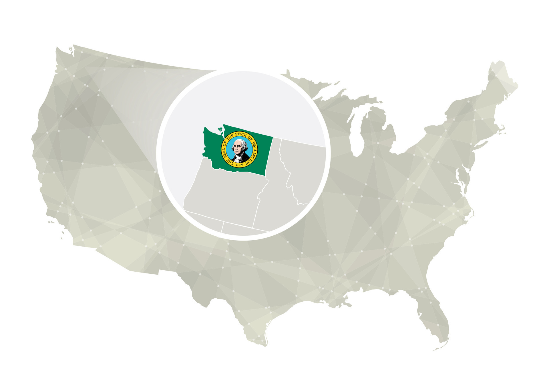 Polygonal abstract USA map with magnified Washington state. 41061040 ... Polygonal abstract USA map with magnified Washington state. 41061040 ...