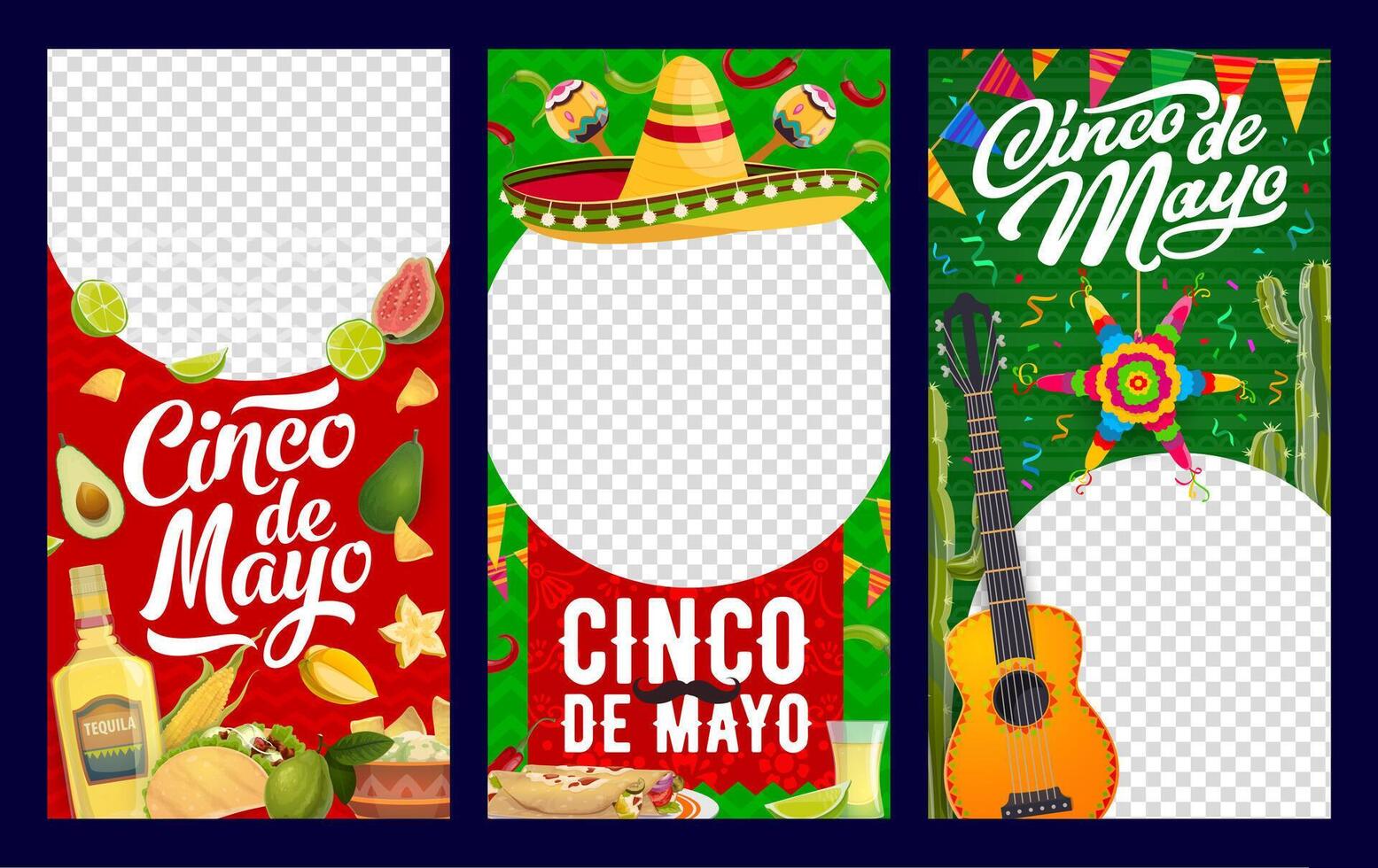 Cinco de Mayo mexican holiday posts templates 41061288 Vector Art at ...