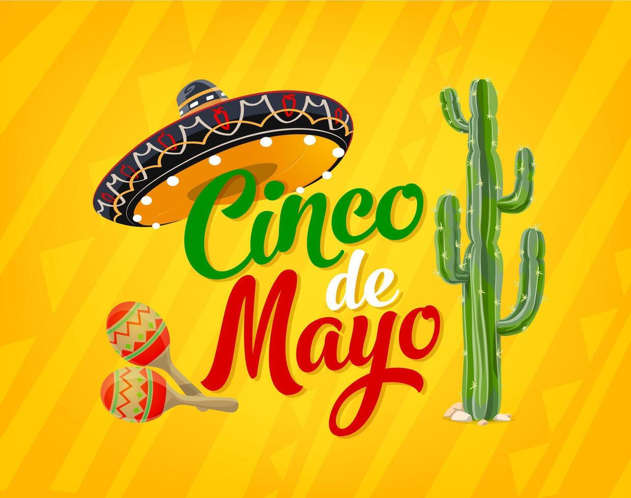 Cinco de Mayo Mexican holiday poster with sombrero 41061530 Vector Art ...