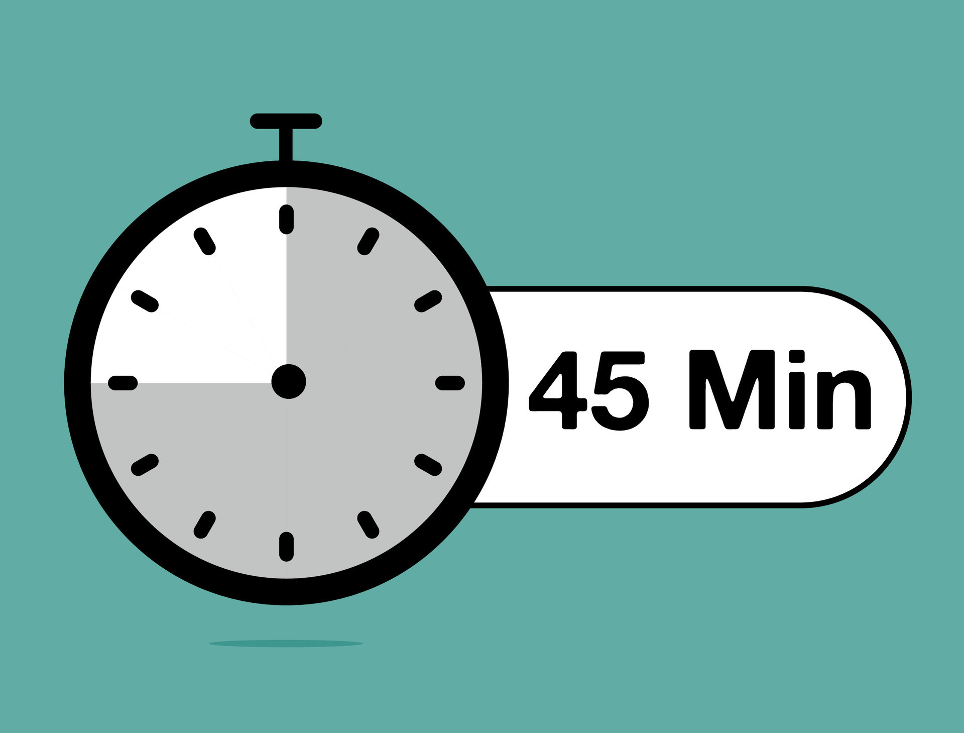 45 Minutes timer icon. Time counter stopwatch, modern clock design ...