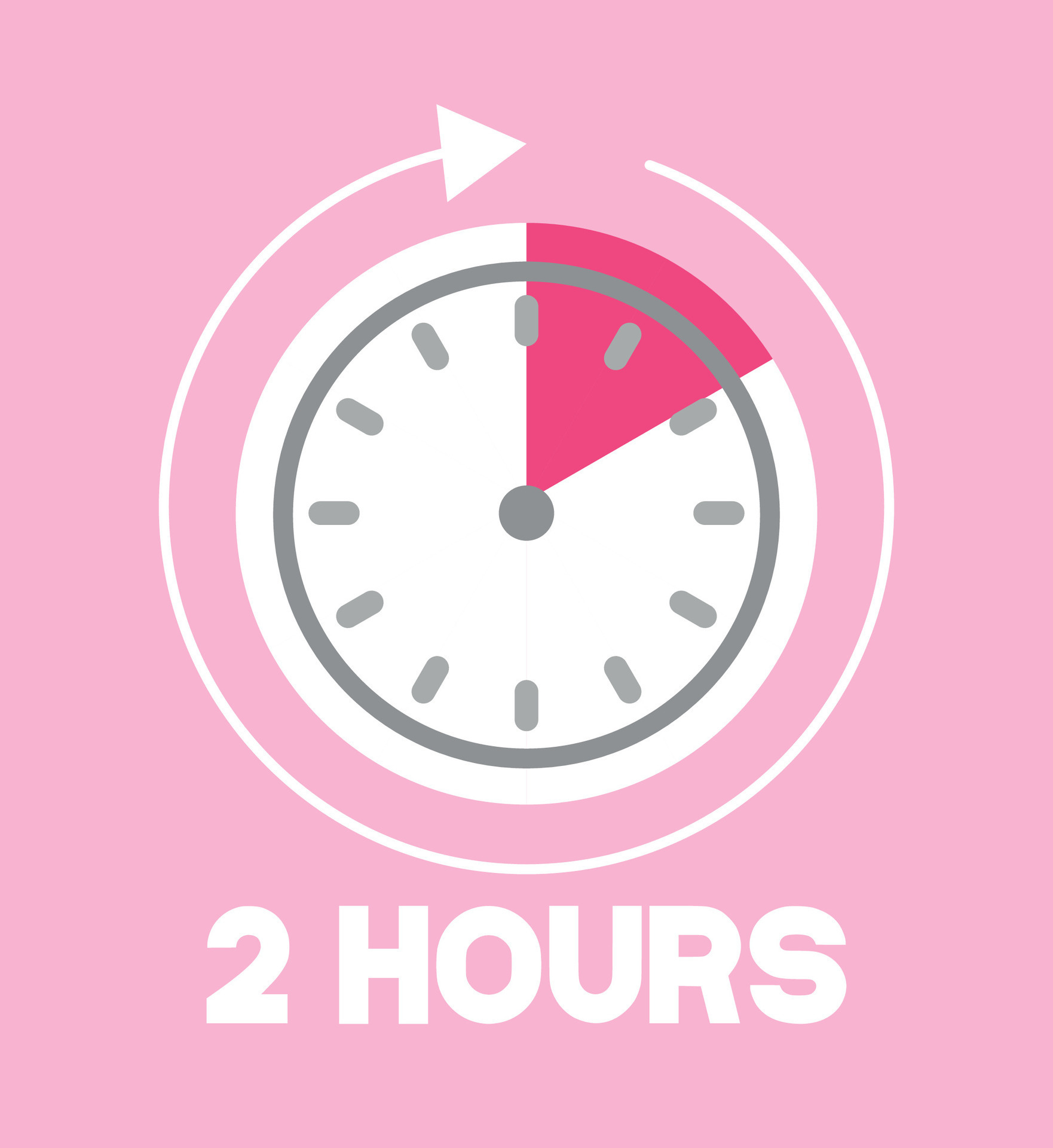 2 Hours pink clock. Time marker with clockwise arrow. Design remaining time 41137680 Vector Art ...