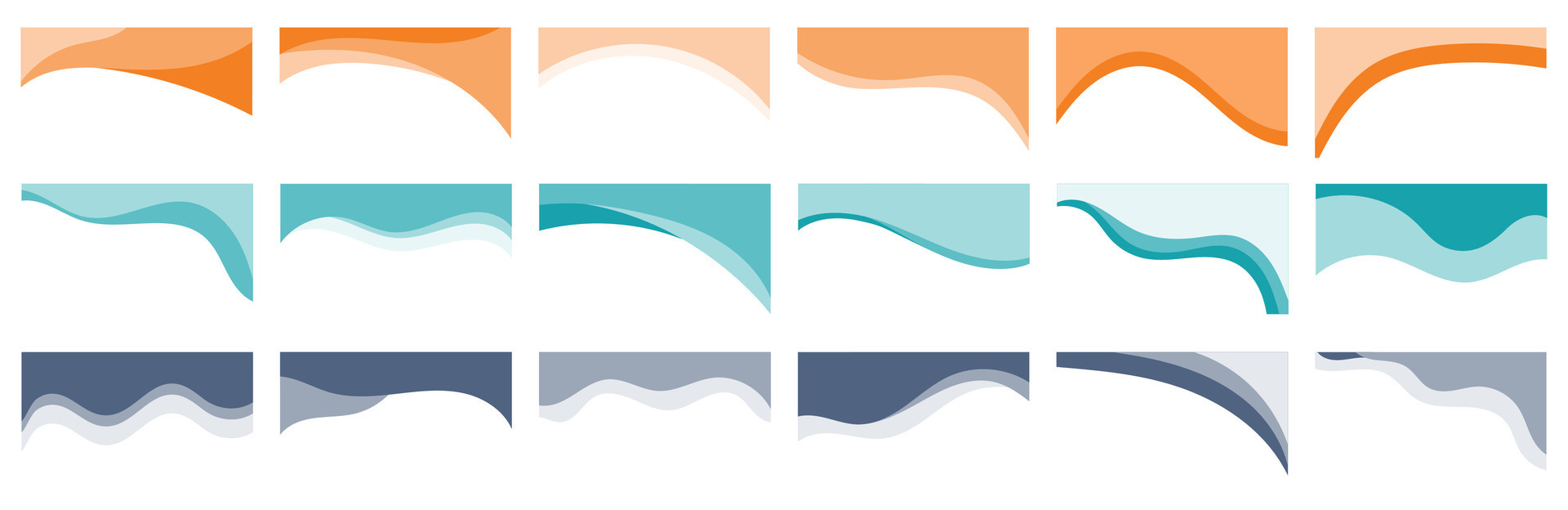 Compilation of assorted shapes for web page headers or footers. Design ...