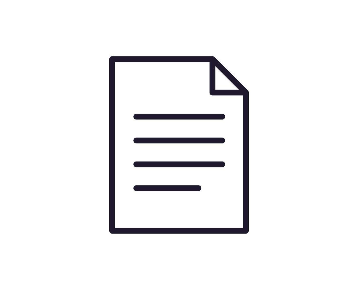 Single line icon of file on isolated white background. High quality ...