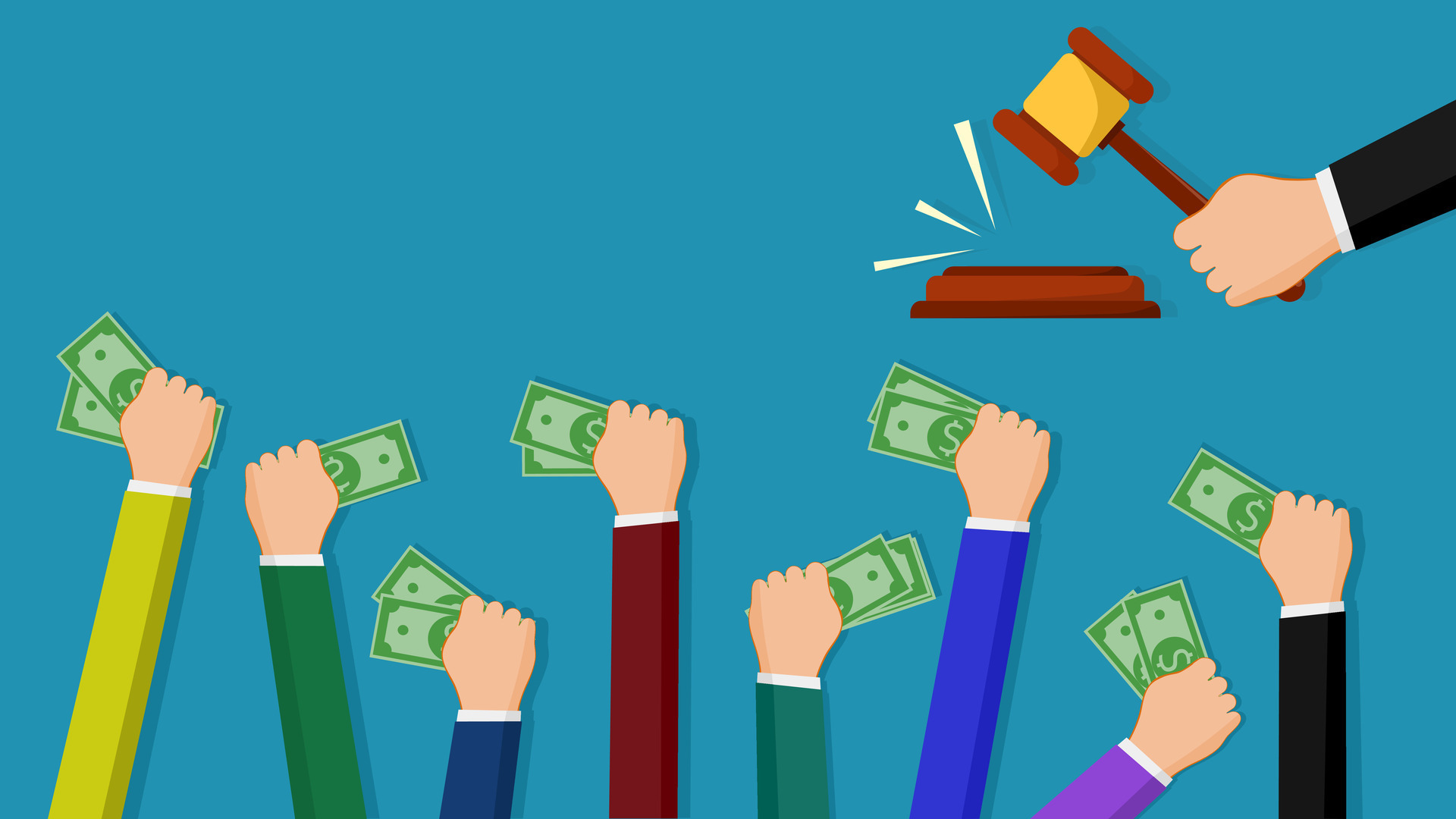 Hand holding auction paddle. Auction and bidding concept. vector 41141248 Vector Art at Vecteezy