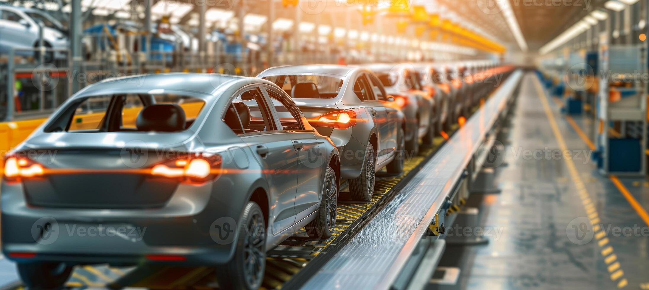 AI generated High tech green energy electric vehicle assembly line with ...