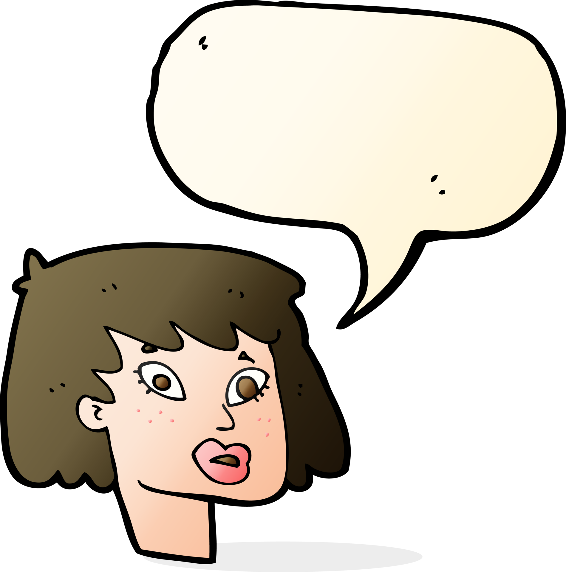 Cartoon Pretty Female Face With Speech Bubble 41144103 Png