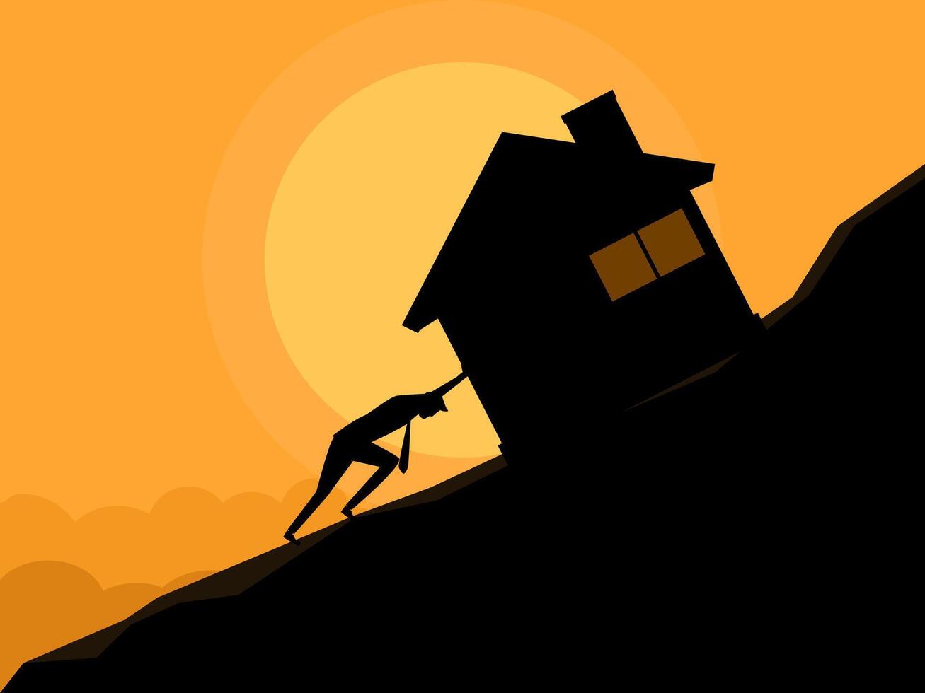 Businessman pushes house mountain top 41144933 Vector Art at Vecteezy Businessman pushes house mountain top 41144933 Vector Art at Vecteezy