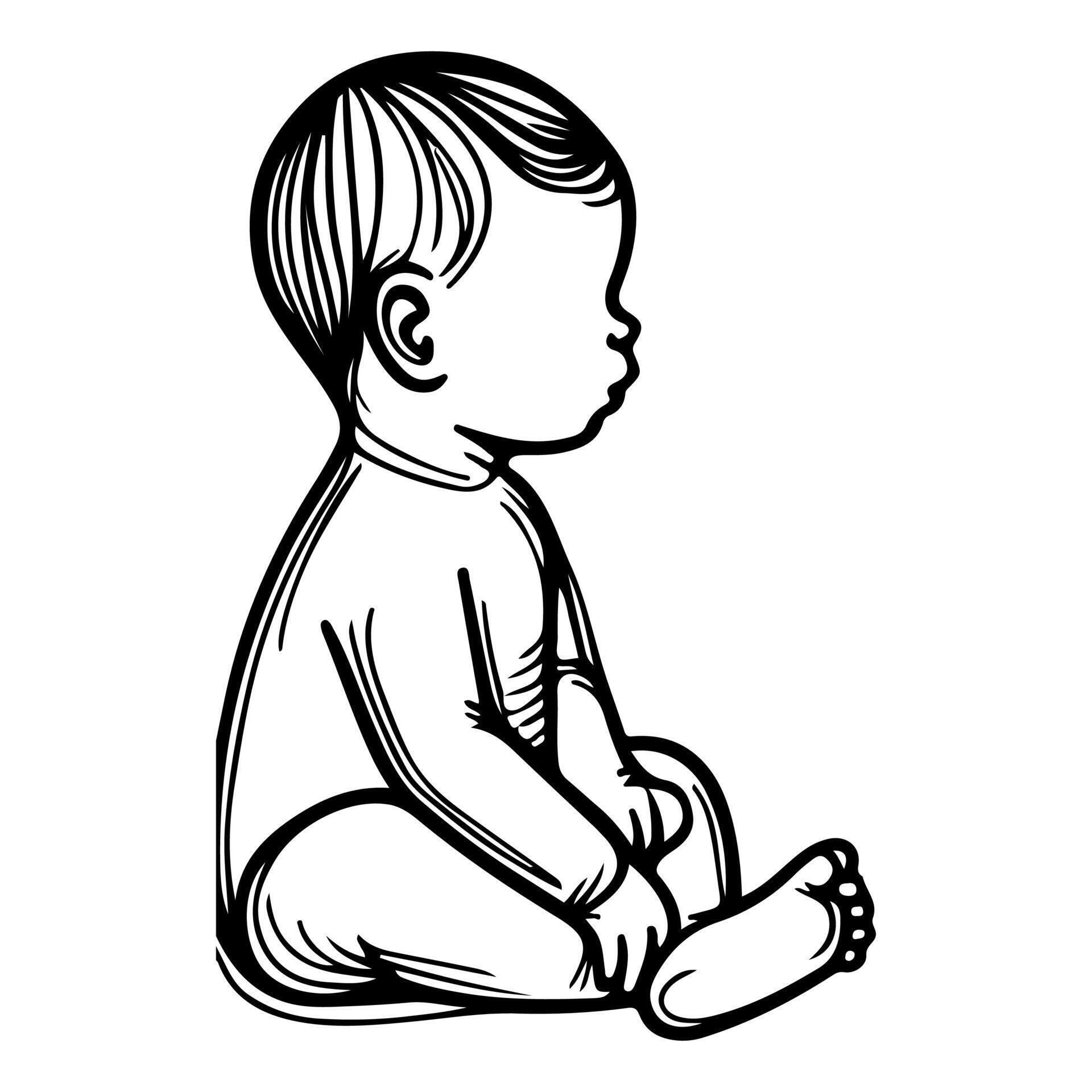 Continuous one black line art hand drawing child sitting alone doodles ...