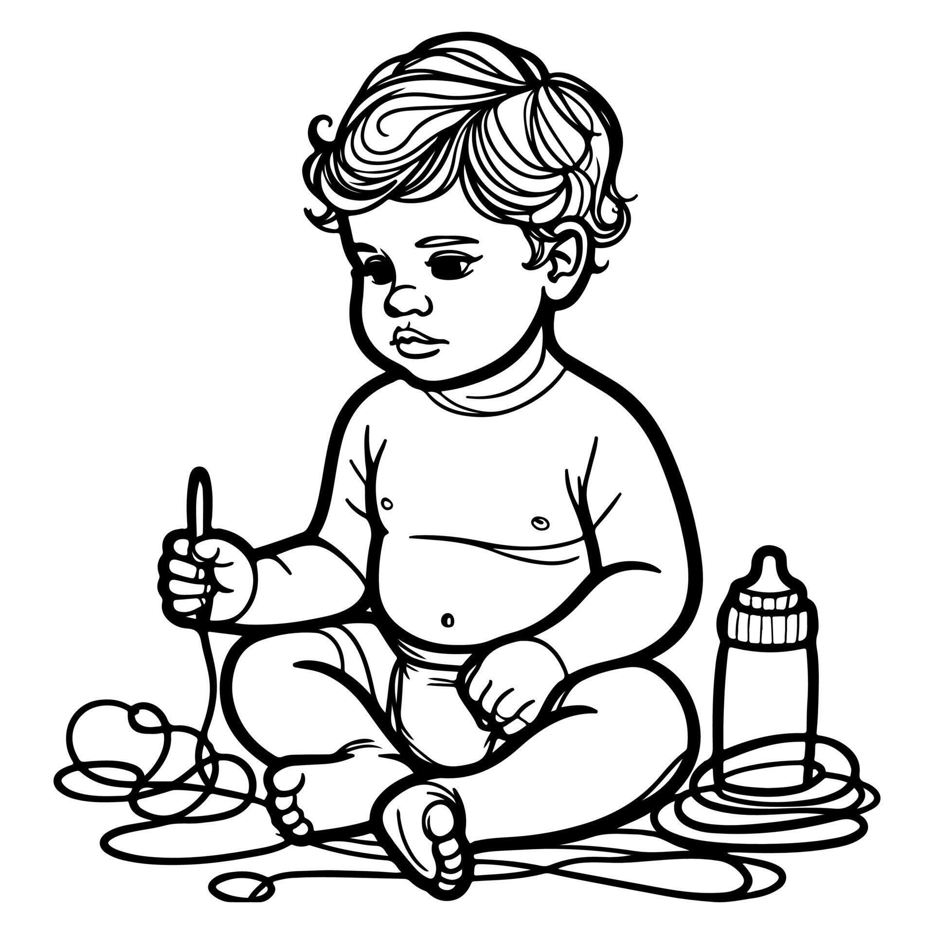 Continuous one black line art hand drawing child sitting alone doodles ...