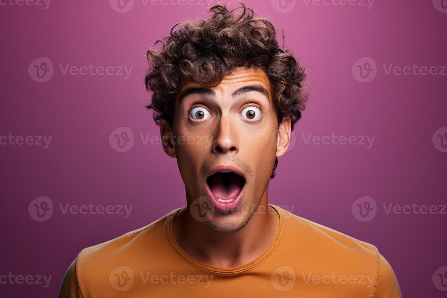 AI generated Emotional male portrait, a surprised guy with an open ...