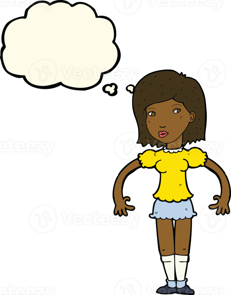Cartoon Woman Looking Sideways With Thought Bubble 41155366 Png