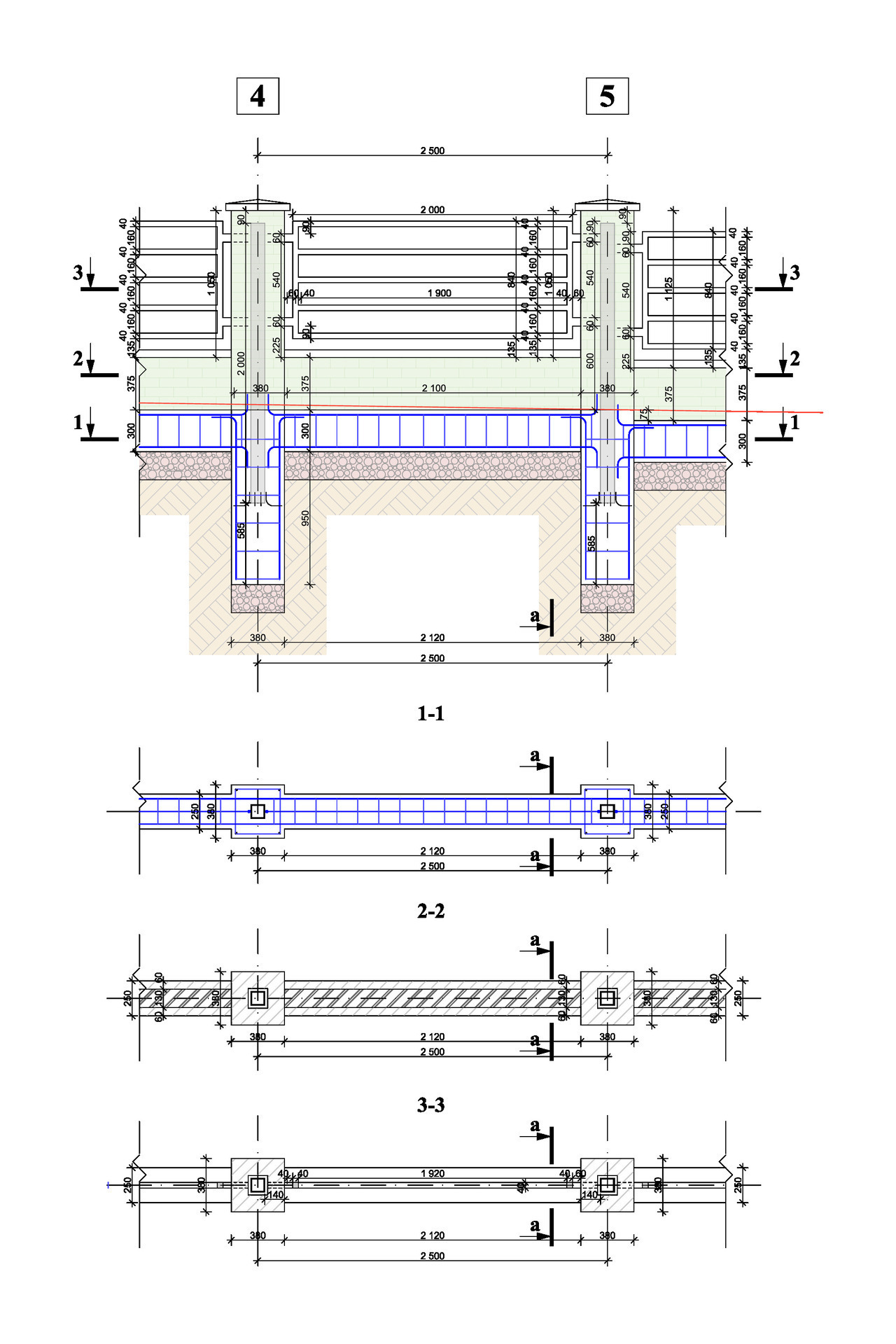 Detailed architectural metal and brick fence plan, layout, blueprint ... Detailed architectural metal and brick fence plan, layout, blueprint ...