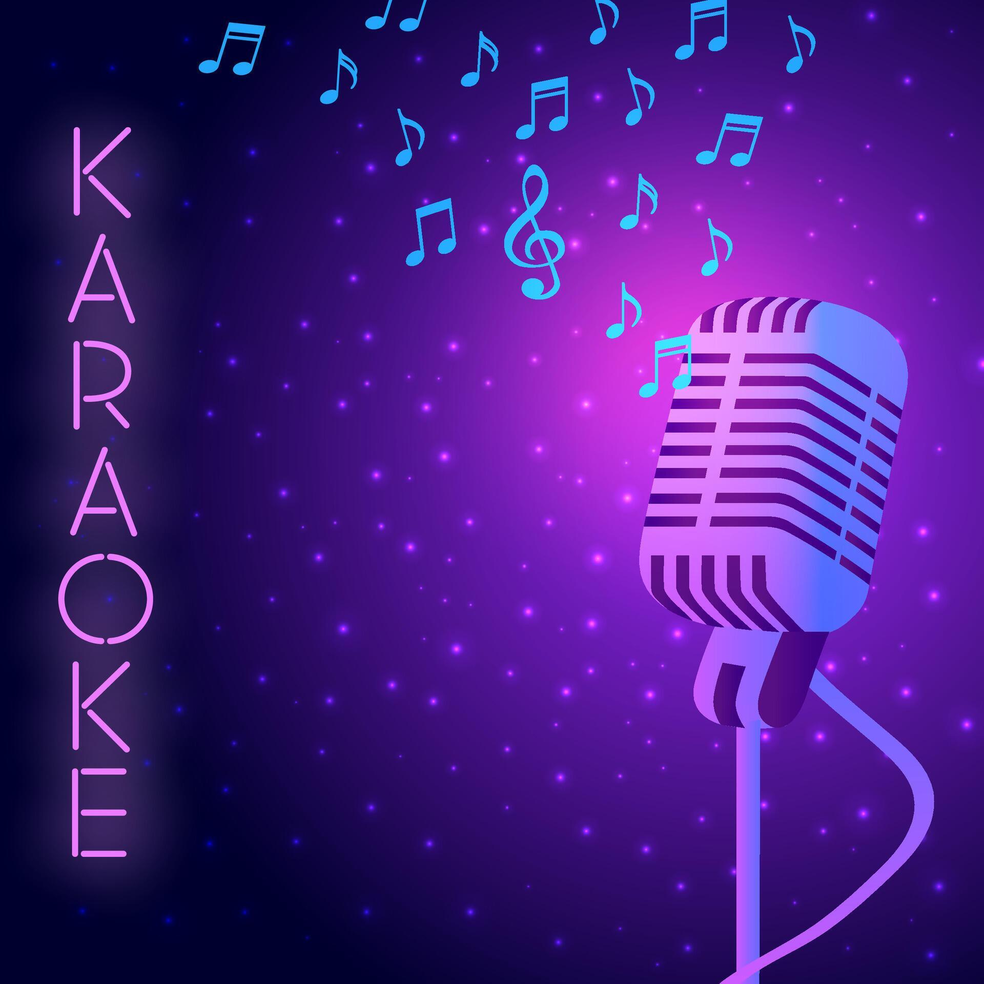 Karaoke Night Party Vector Glowing Poster With Negative Space 41168275