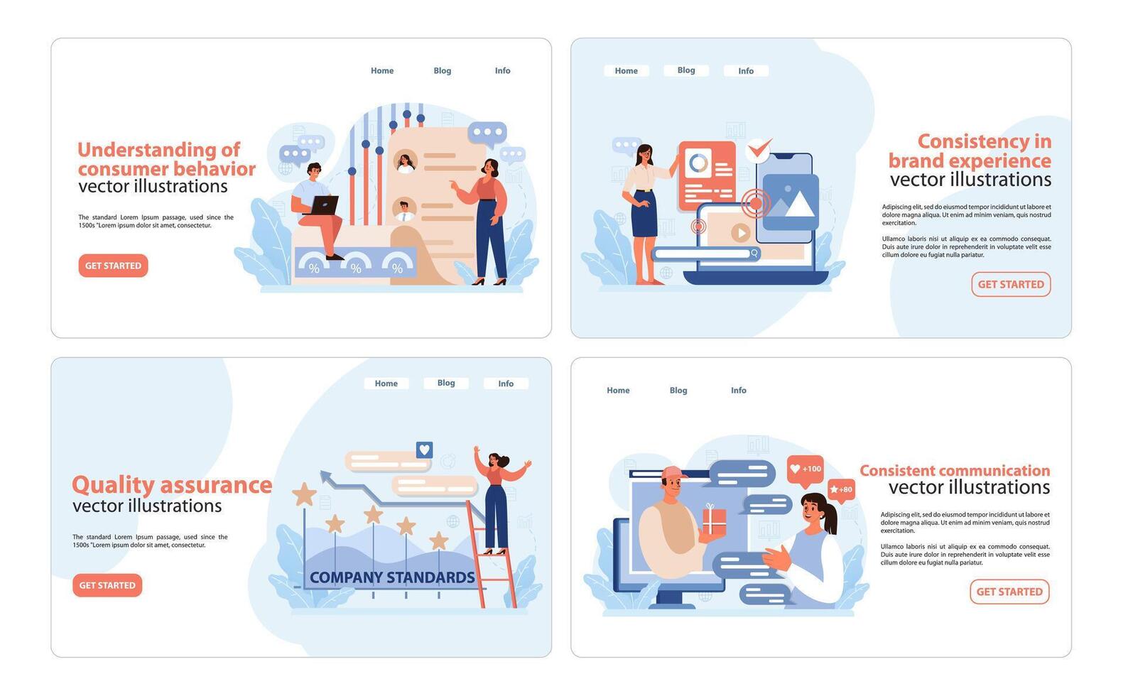 Brand Rituals Web Banners. A dynamic set of illustrations depicting consumer behavior analysis ...