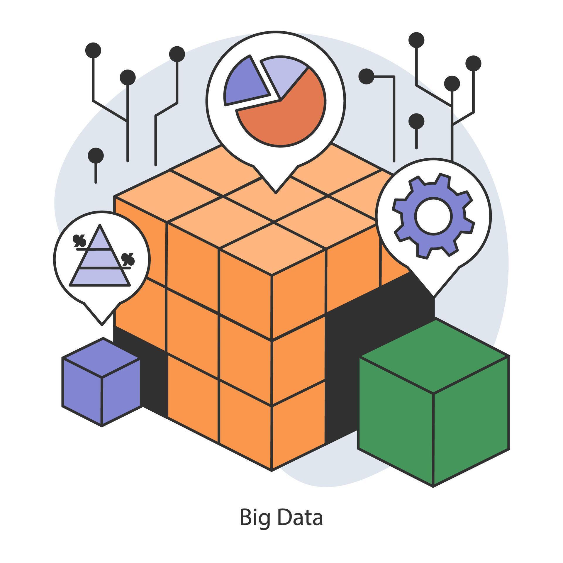 Big Data Datasets With Advanced Analytics Intricate Network Of Data Processing 41169170 Vector