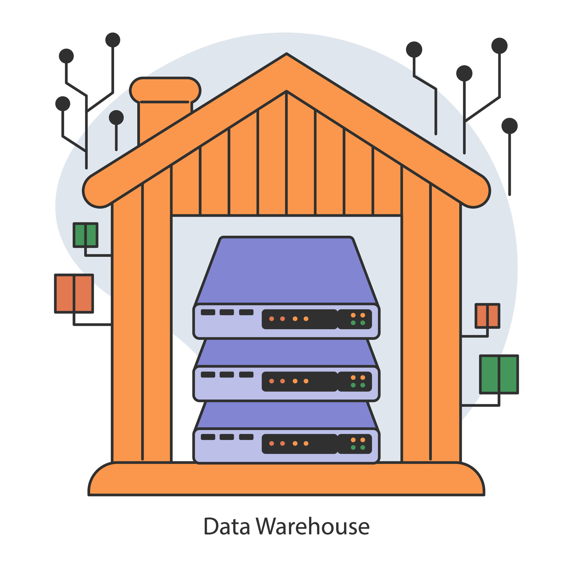 Data warehouse. Centralized data storage systems with advanced connectivity. 41169624 Vector Art ...
