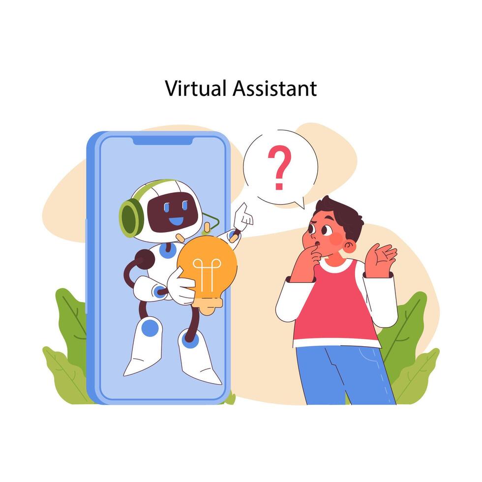 Virtual Assistant concept. Flat vector illustration 41169886 Vector Art ... Virtual Assistant concept. Flat vector illustration 41169886 Vector Art ...