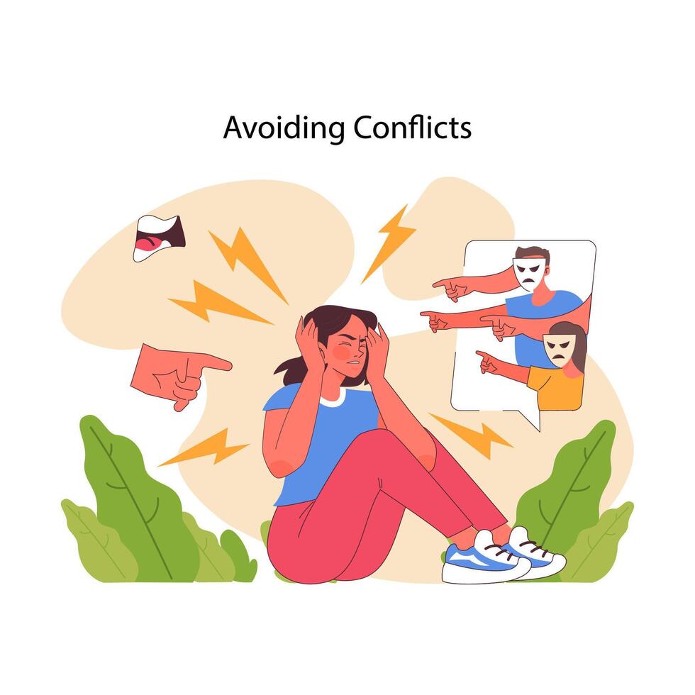 Conflict avoidance concept. Flat vector illustration 41170255 Vector ... Conflict avoidance concept. Flat vector illustration 41170255 Vector ...