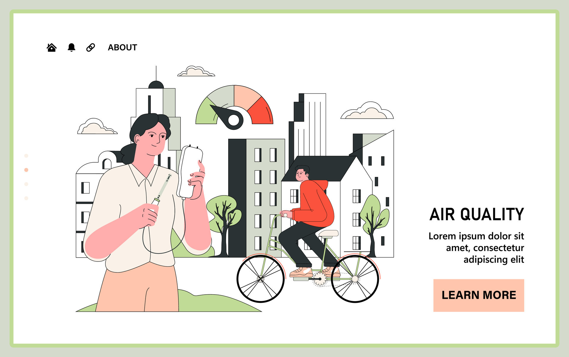 Air quality awareness web or landing. Air quality index and pollution ...