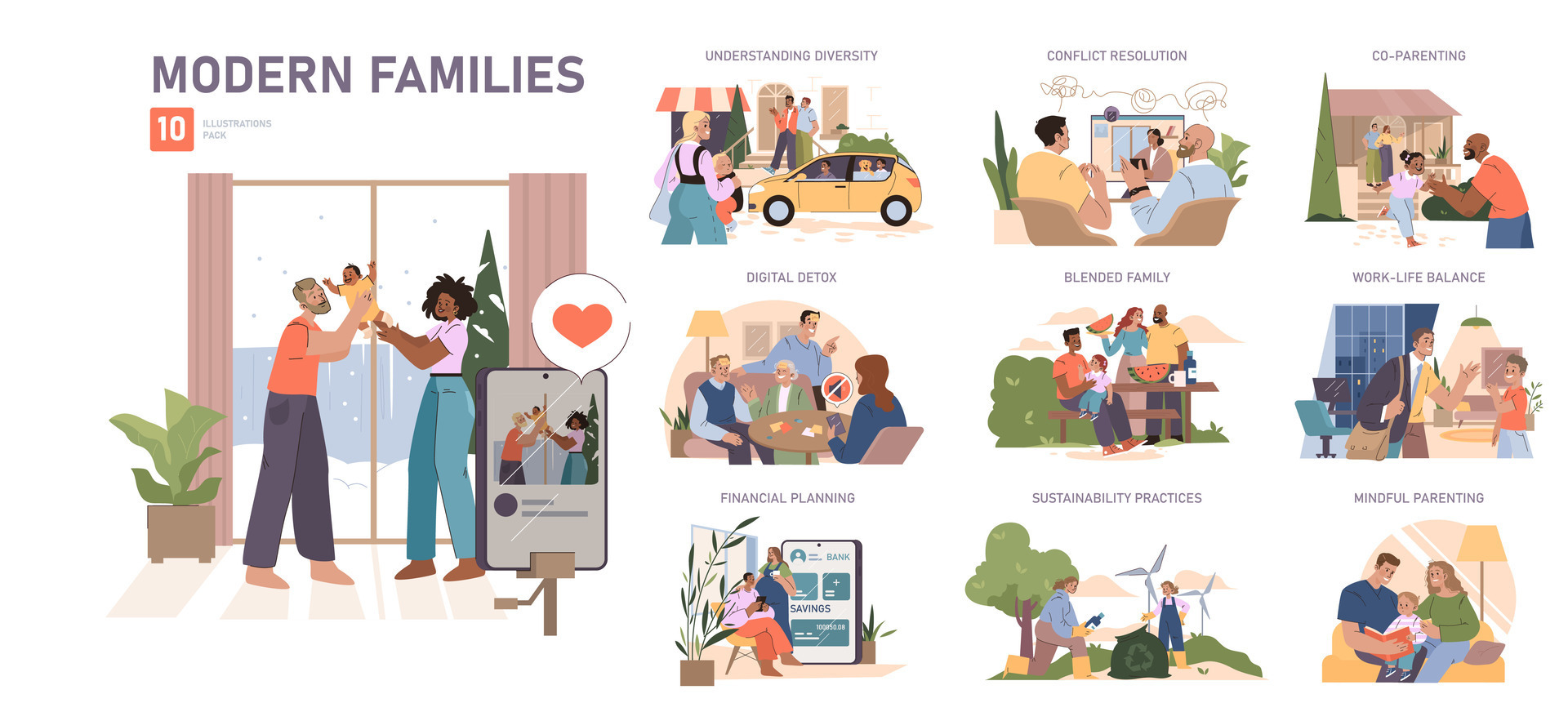 Modern Families set. 41170429 Vector Art at Vecteezy