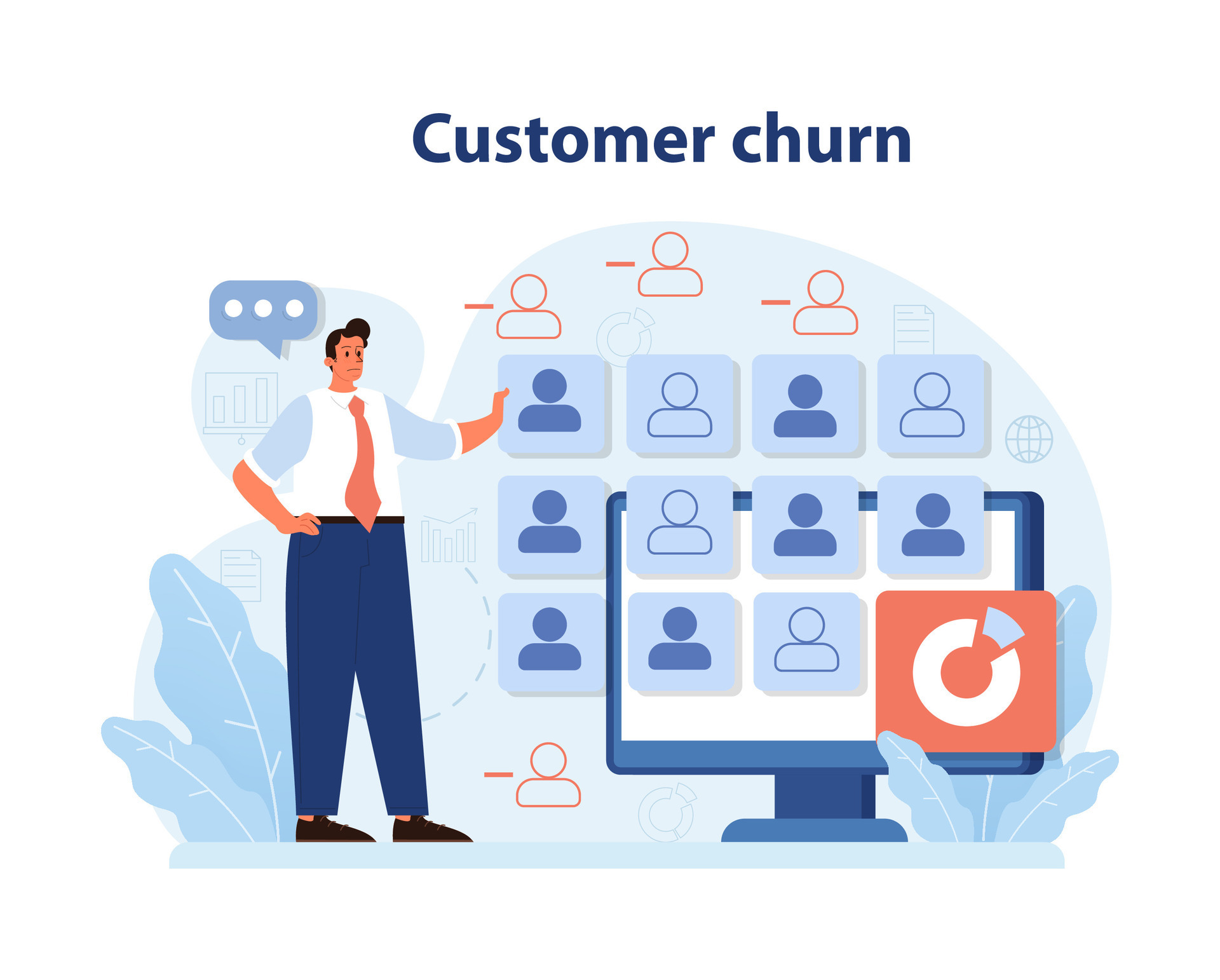 Professional analyzing customer churn on a digital screen. 41170797 Vector Art at Vecteezy