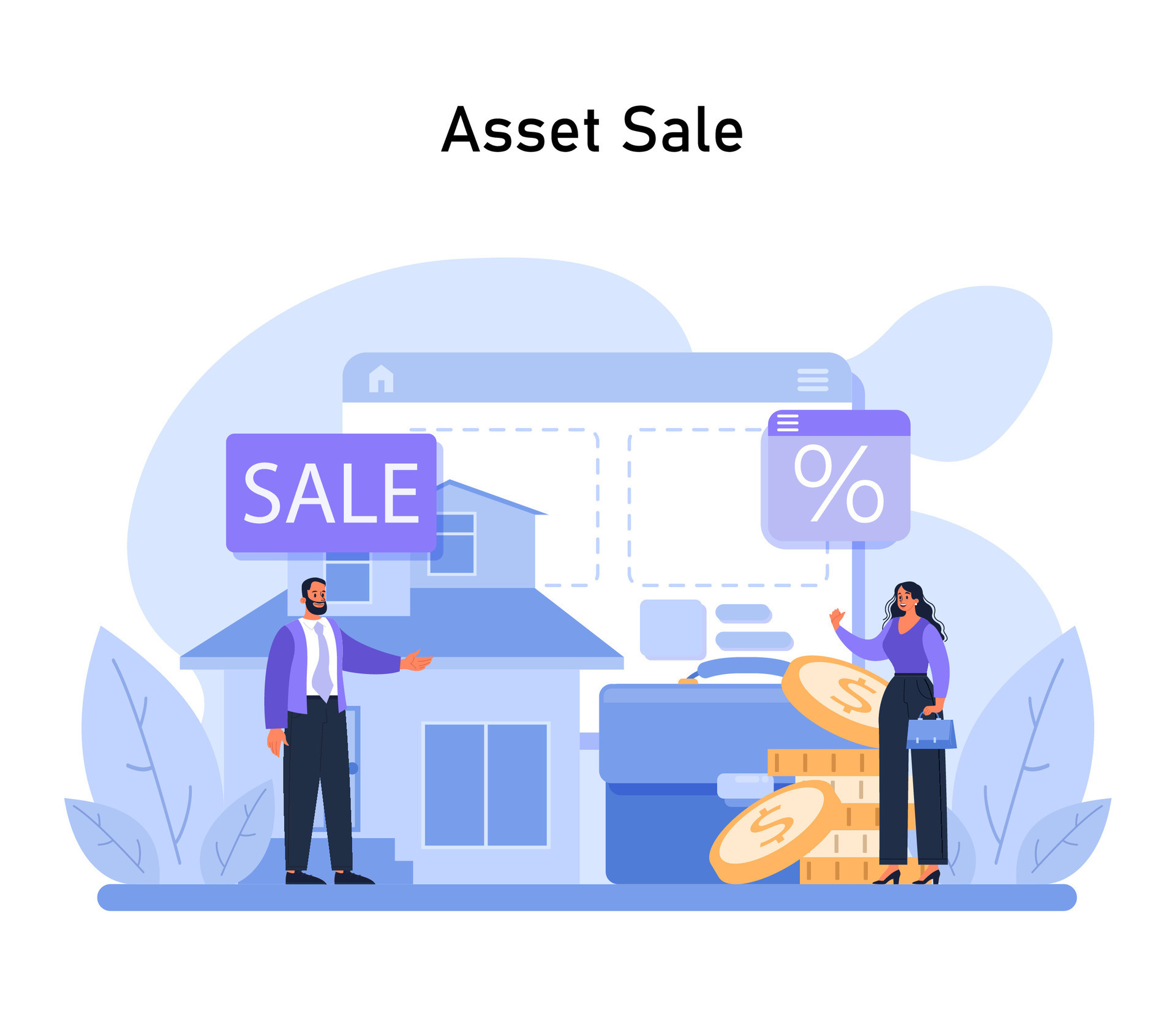 Asset Liquidation set. A strategic approach to selling assets with a focus 41170952 Vector Art ...