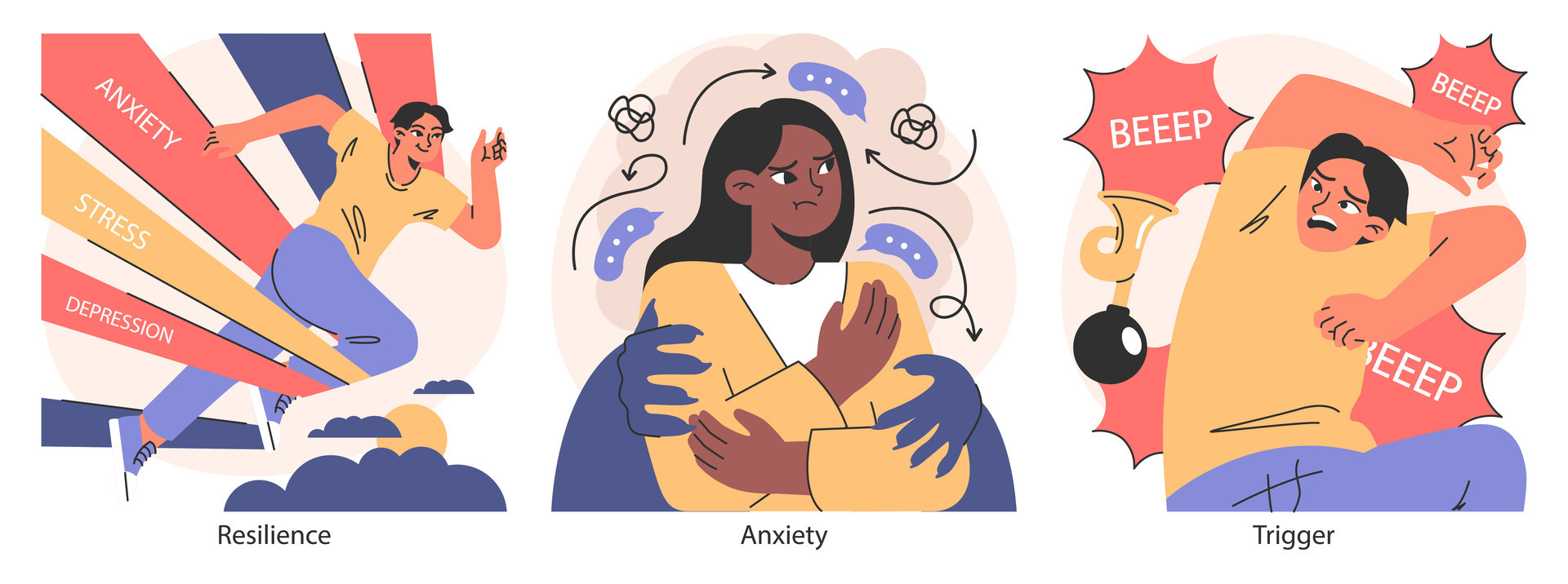 Overcoming fears set. Characters confronting fears with desensitization 41172214 Vector Art at ...