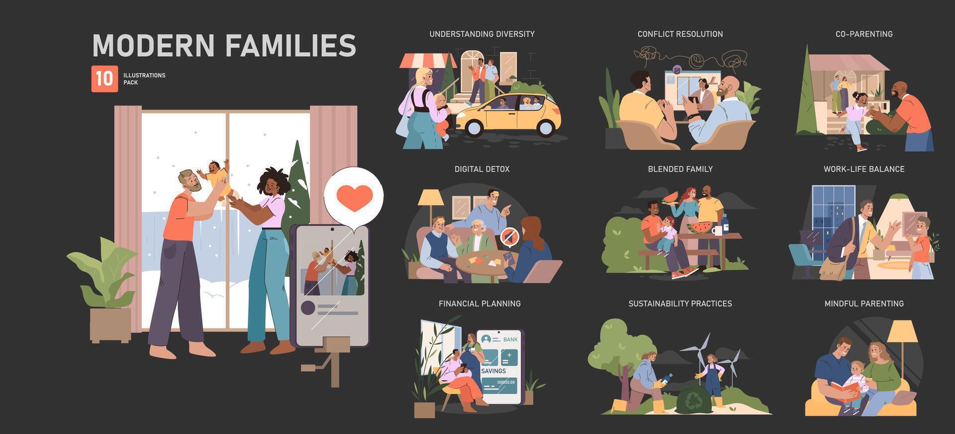 Modern Families set. 41172514 Vector Art at Vecteezy