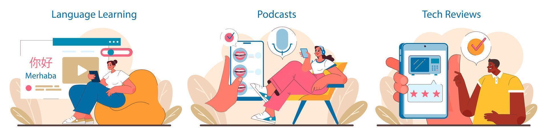 Digital Education set. Mastering new languages, enjoying podcasts ... Digital Education set. Mastering new languages, enjoying podcasts ...