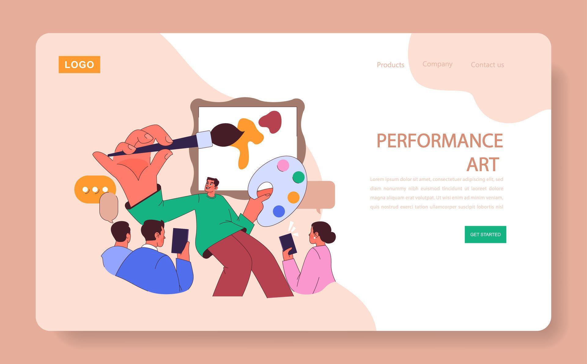 Museum or art gallery web or landing. Dynamic performance art with ...