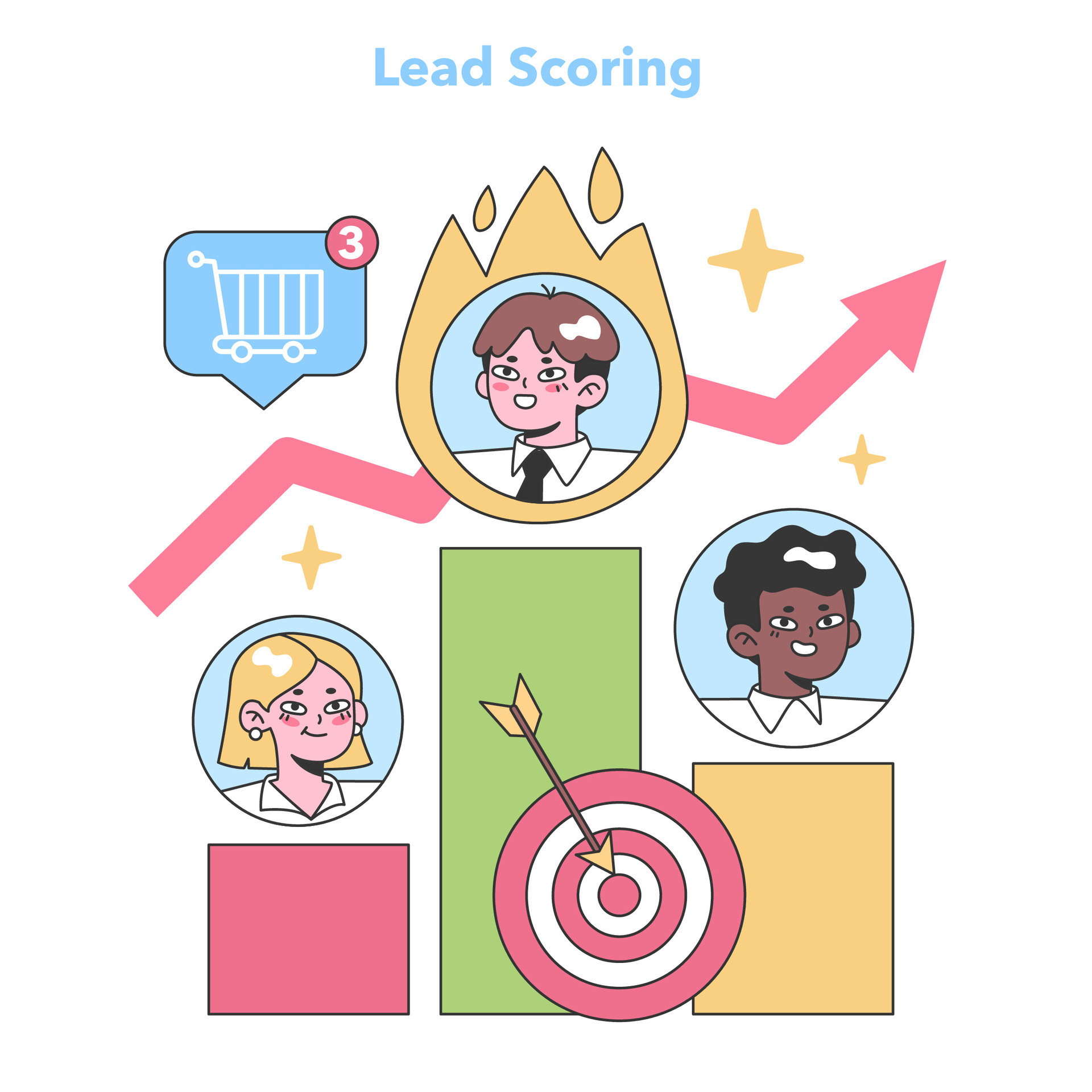 Lead scoring visualization. Flat vector illustration 41174263 Vector ...