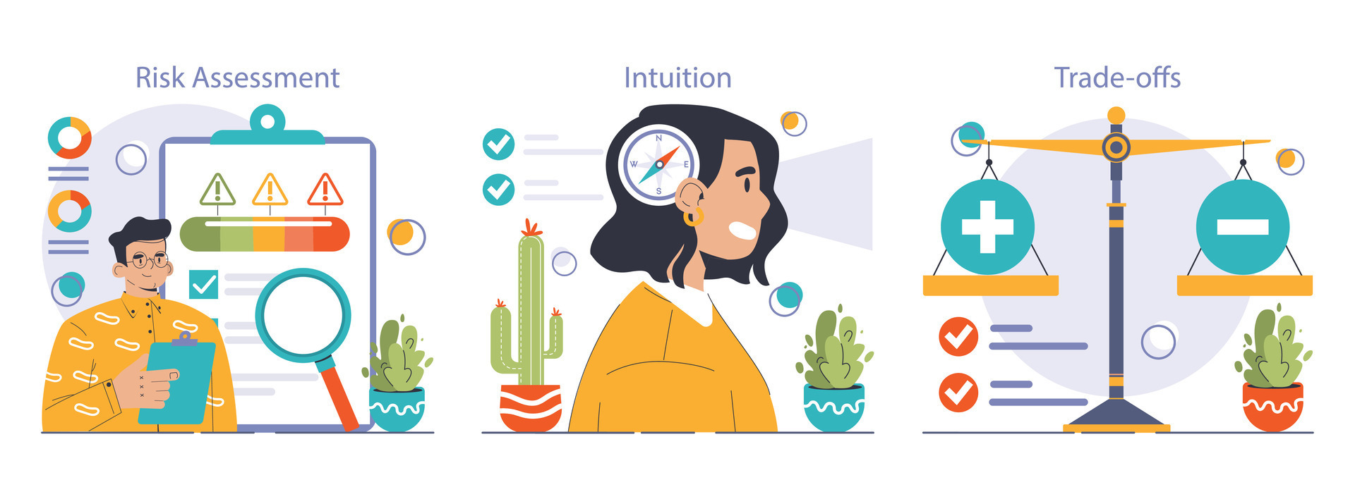 Decision Making Set Strategic Thinking Brainstorming And Solution Research 41174420 Vector Art