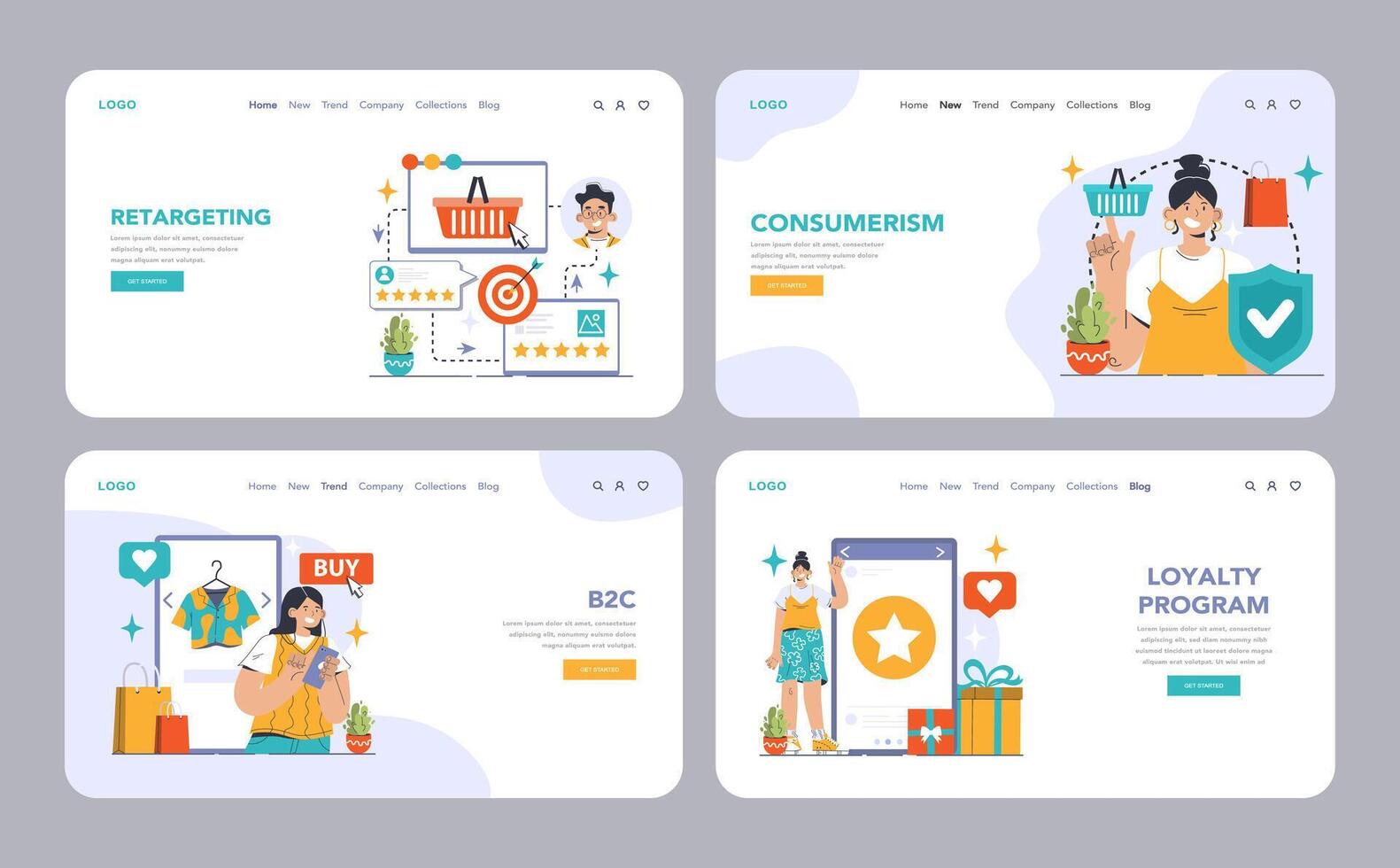 B2C set. Flat vector illustration 41174453 Vector Art at Vecteezy